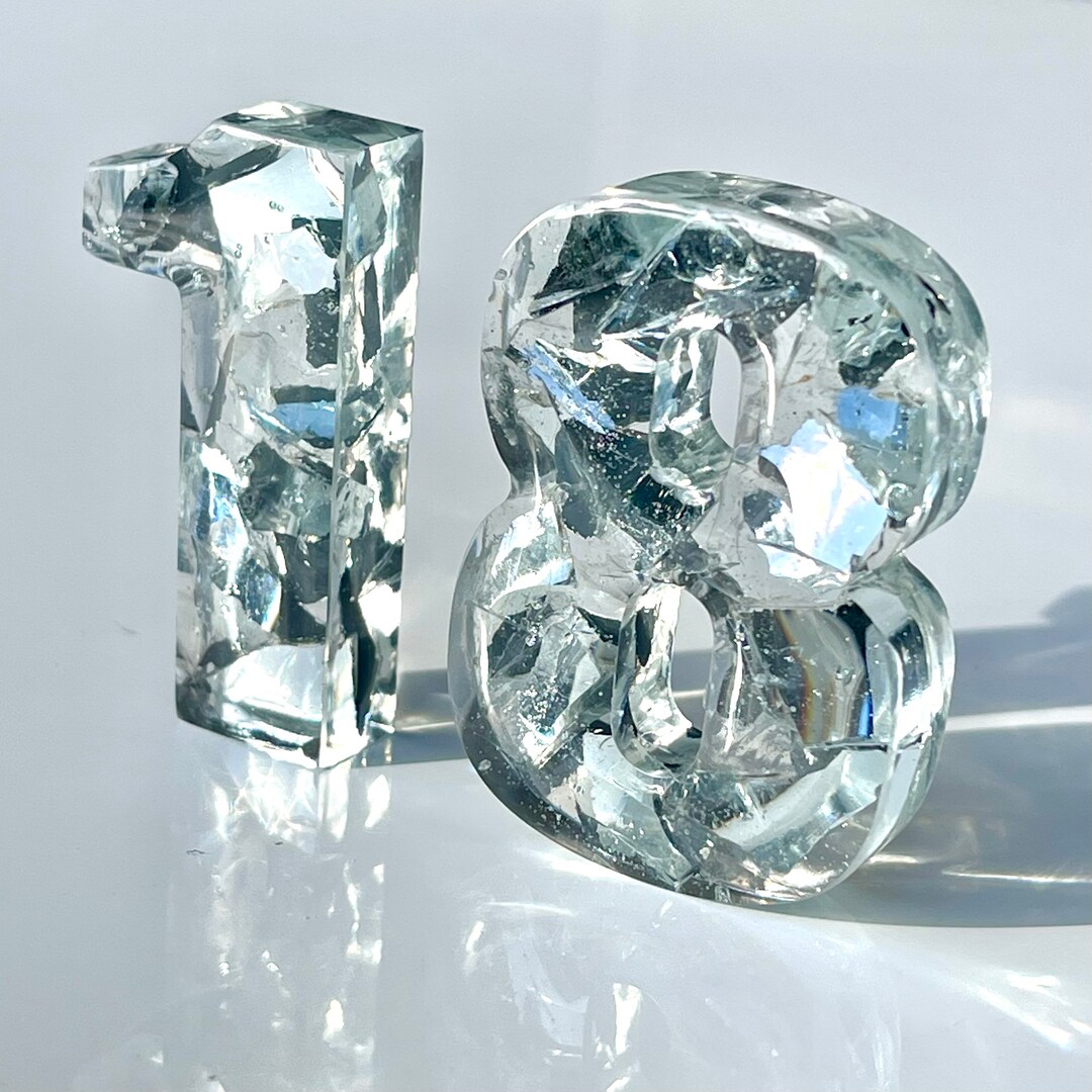 Six Handmade Resin Numbers With Shattered Mirror. Age Birthday ...