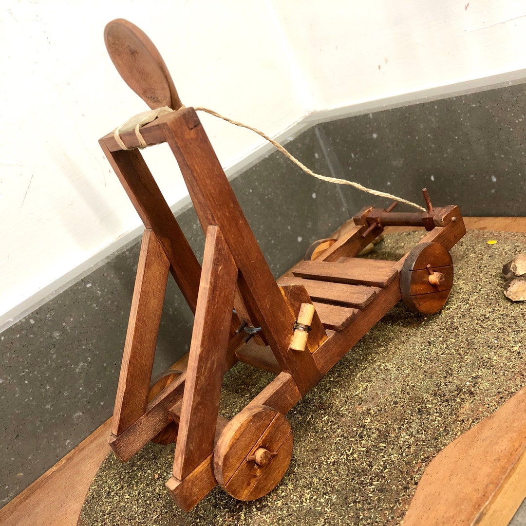 Vintage Handmade Miniature Wooden Catapult in Industrial Carry Case ...