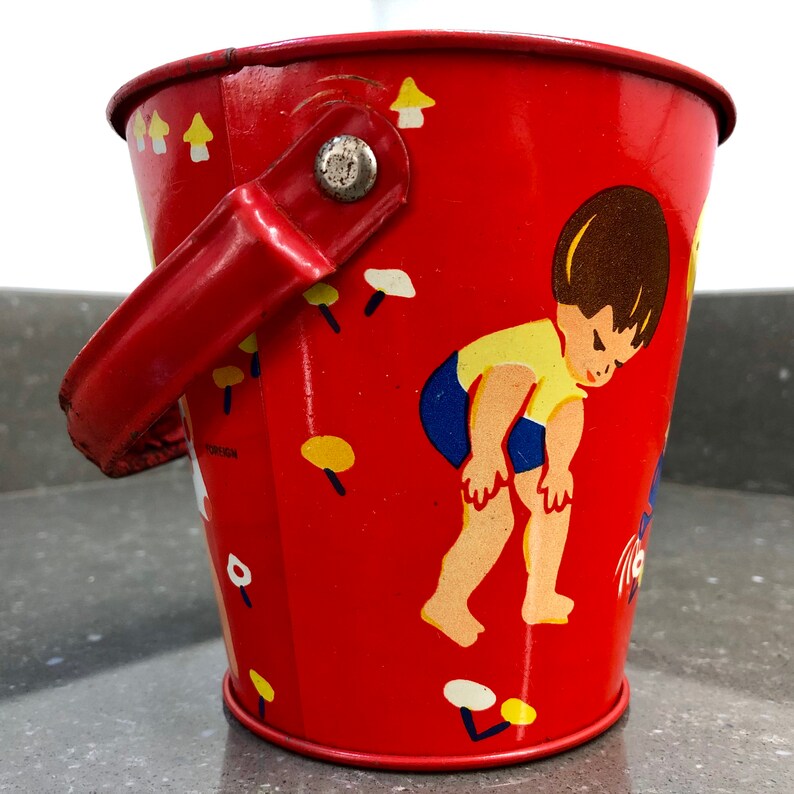 Vintage 1950s Red Miniature Tinplate Seaside Bucket Pail. - Etsy