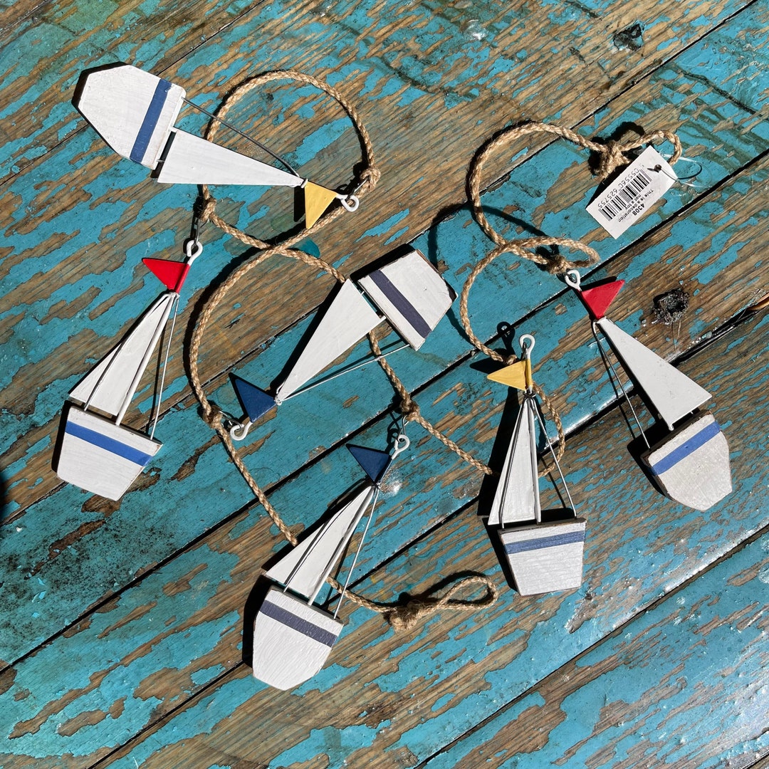 Six Little Sailing Boats, Nautical String Decoration. - Etsy