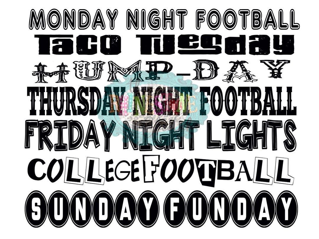 Football Days of Week PNG Instant Download - Etsy
