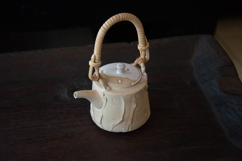 Ceramic Teapot With Wicker Handle - 400ml - Japanese Style Wabi Sabi ...