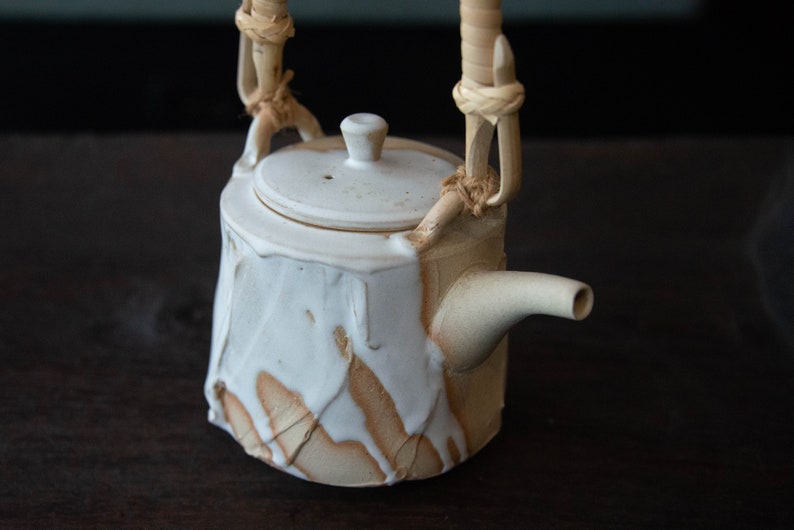 Ceramic Teapot With Wicker Handle - 400ml - Japanese Style Wabi Sabi ...