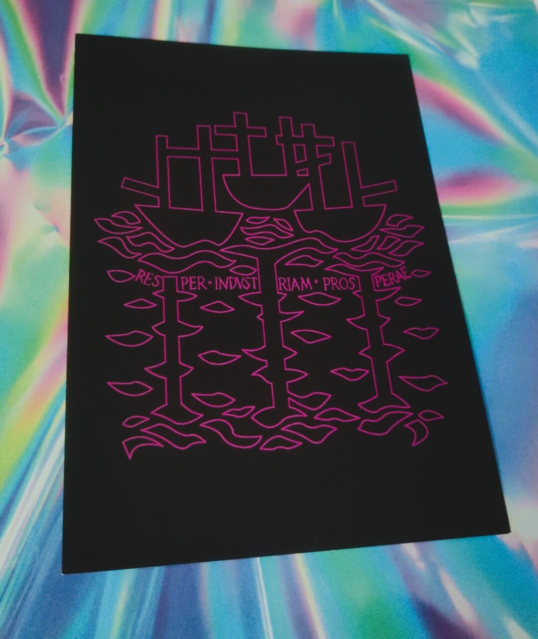 3 Ships Mural A5 Hull 80s Art Print Pink Neon Print Neon Home Decor ...