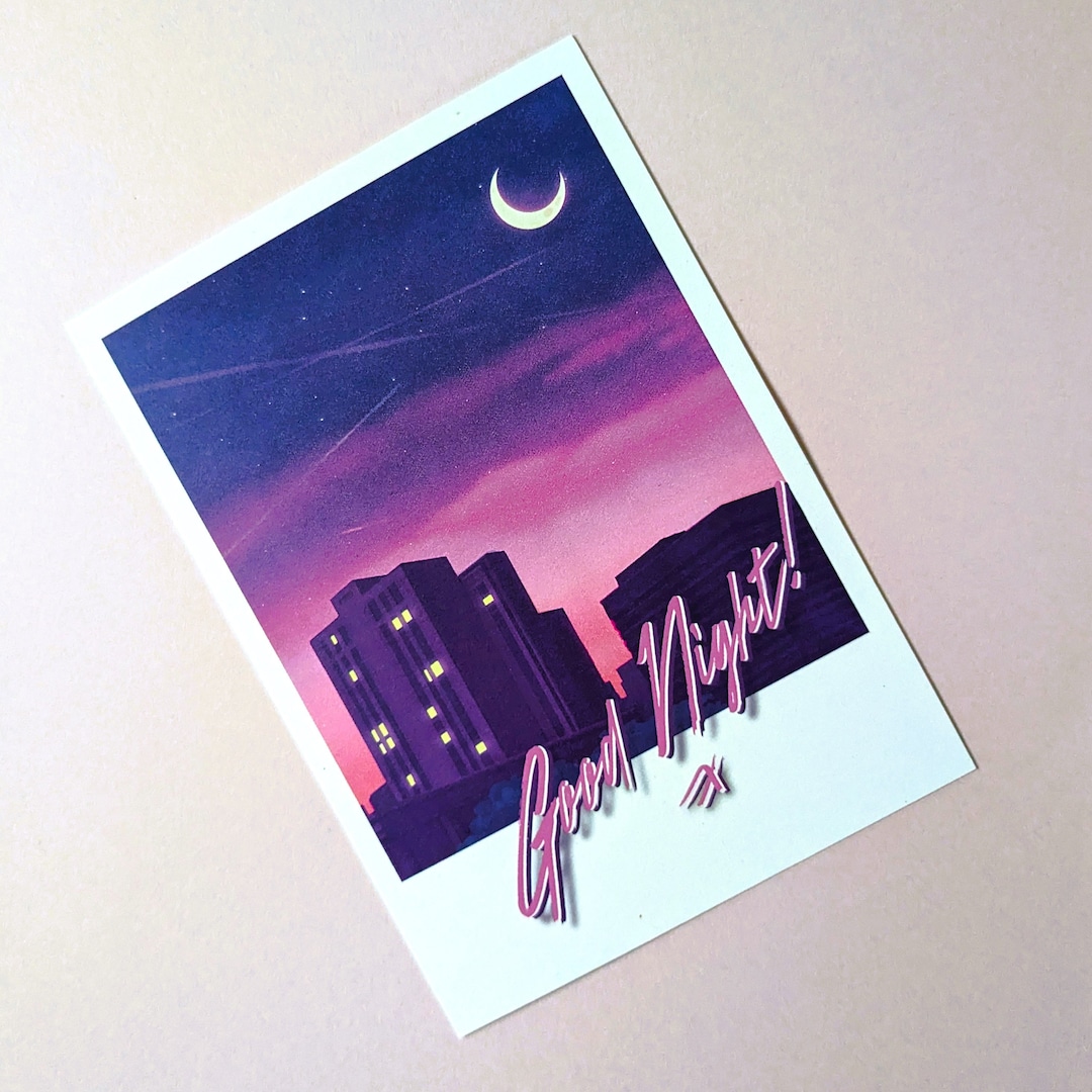 Good Night City Scape Polaroid A6 Art Print Postcard - Etsy
