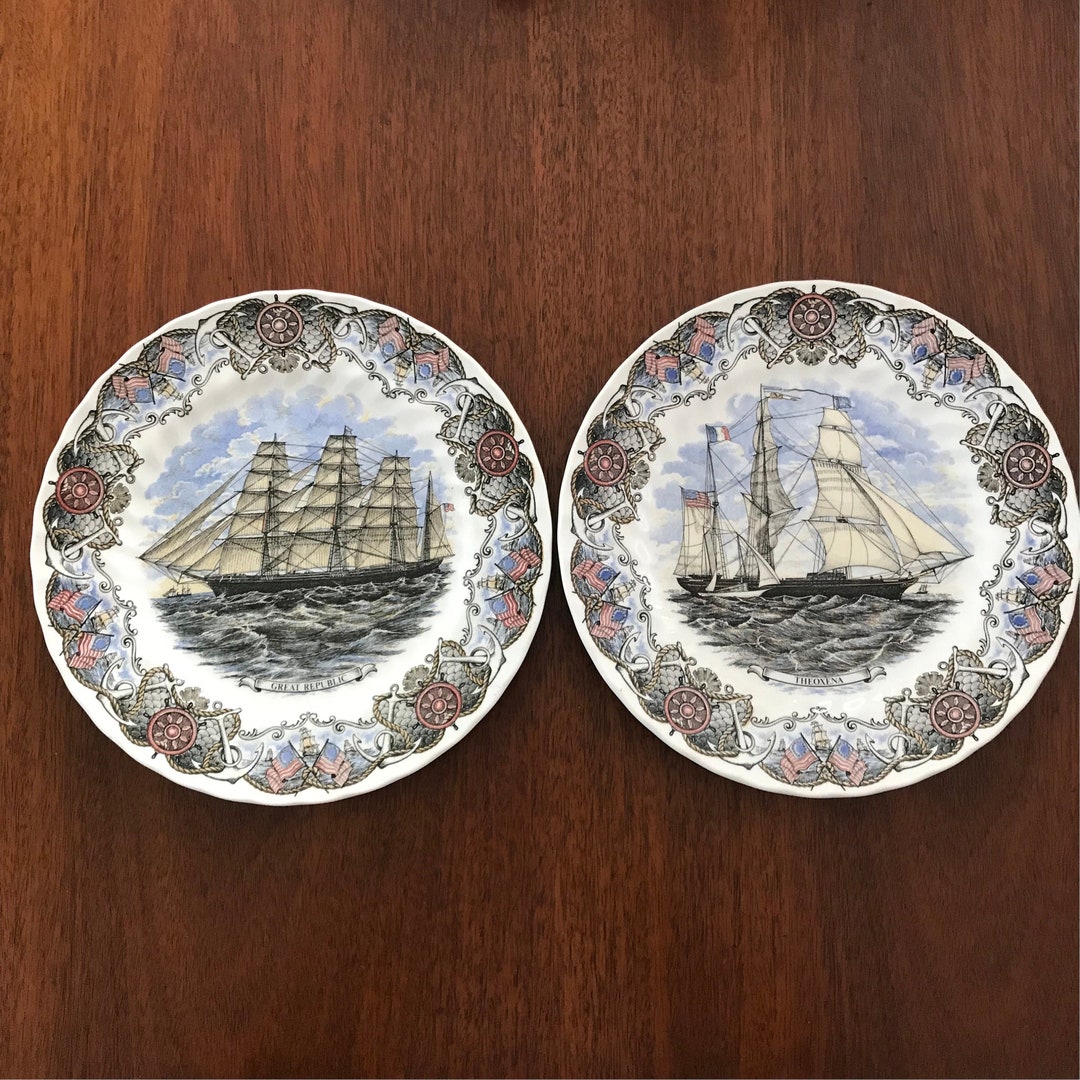 10” Nautical Dinner Plates Sailing Ships Currier and Ives - Etsy