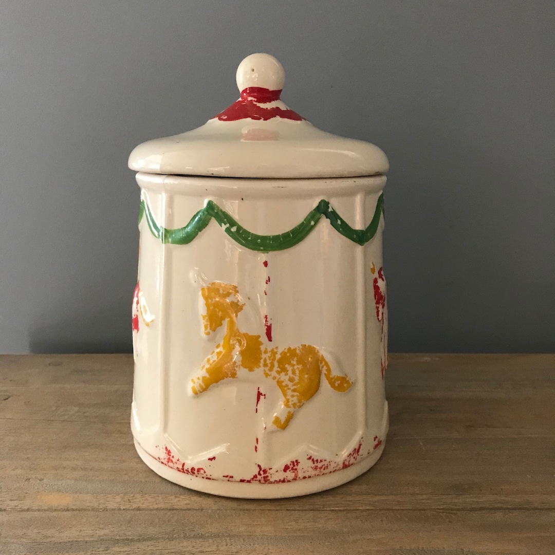 Vintage Carousel Cookie Jar/storage Jar - Etsy