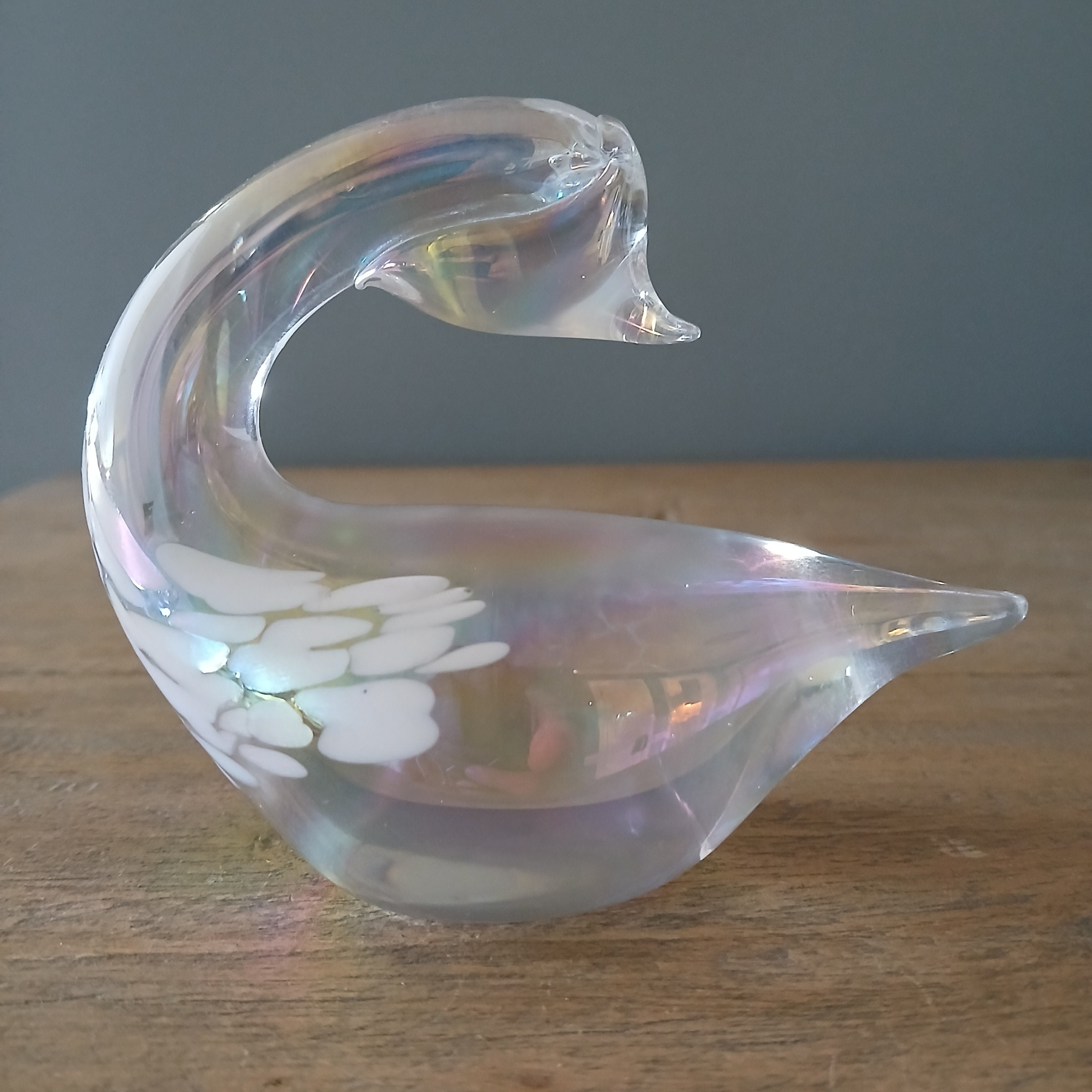 Glass Iridescent Duck Figurine - Etsy