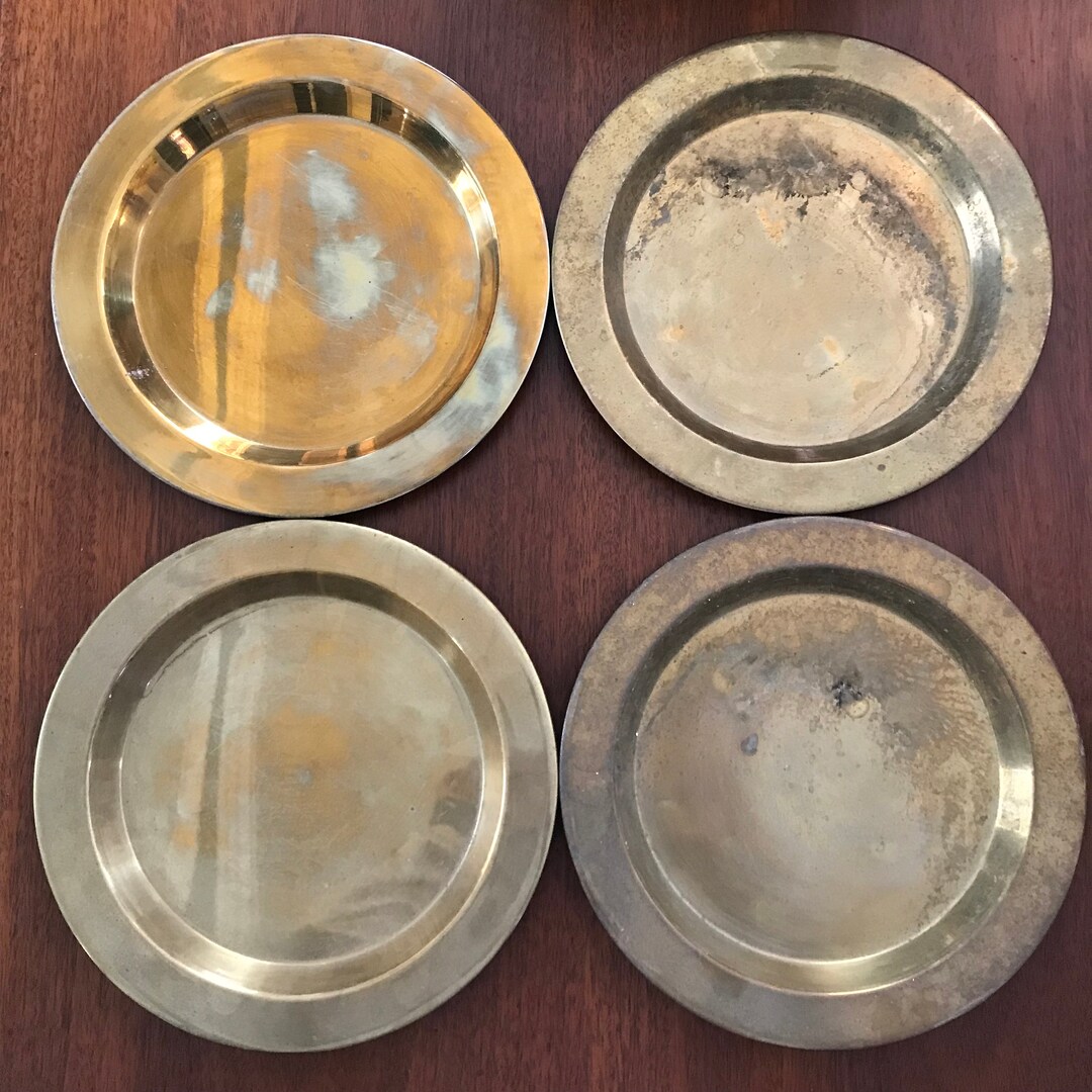 Set of 4 Brass Trays/ Chargers Circular Holds an 8 Plate - Etsy