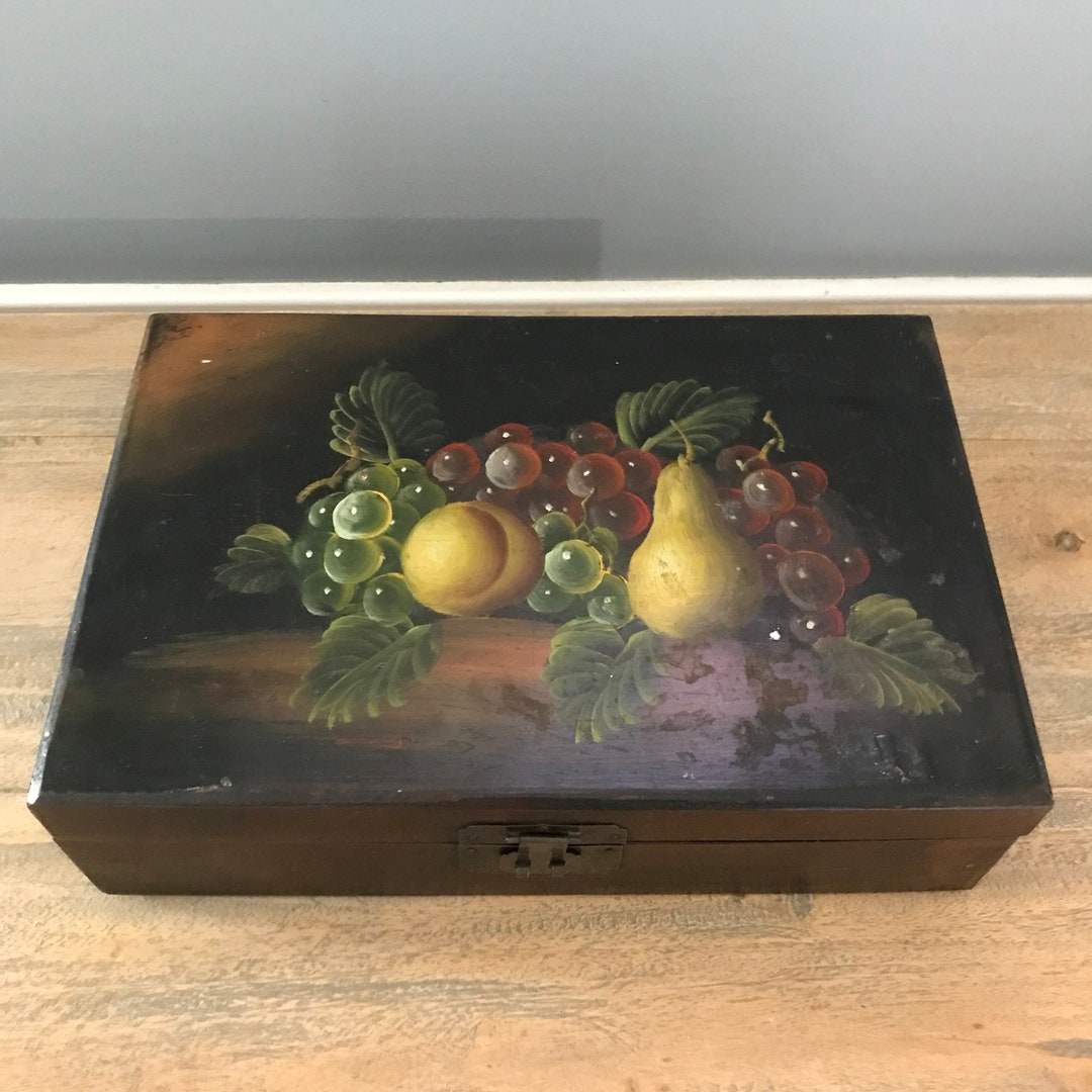 Wood Box With Latch Hand Painted Moody Colors/ Fruit Still Life - Etsy