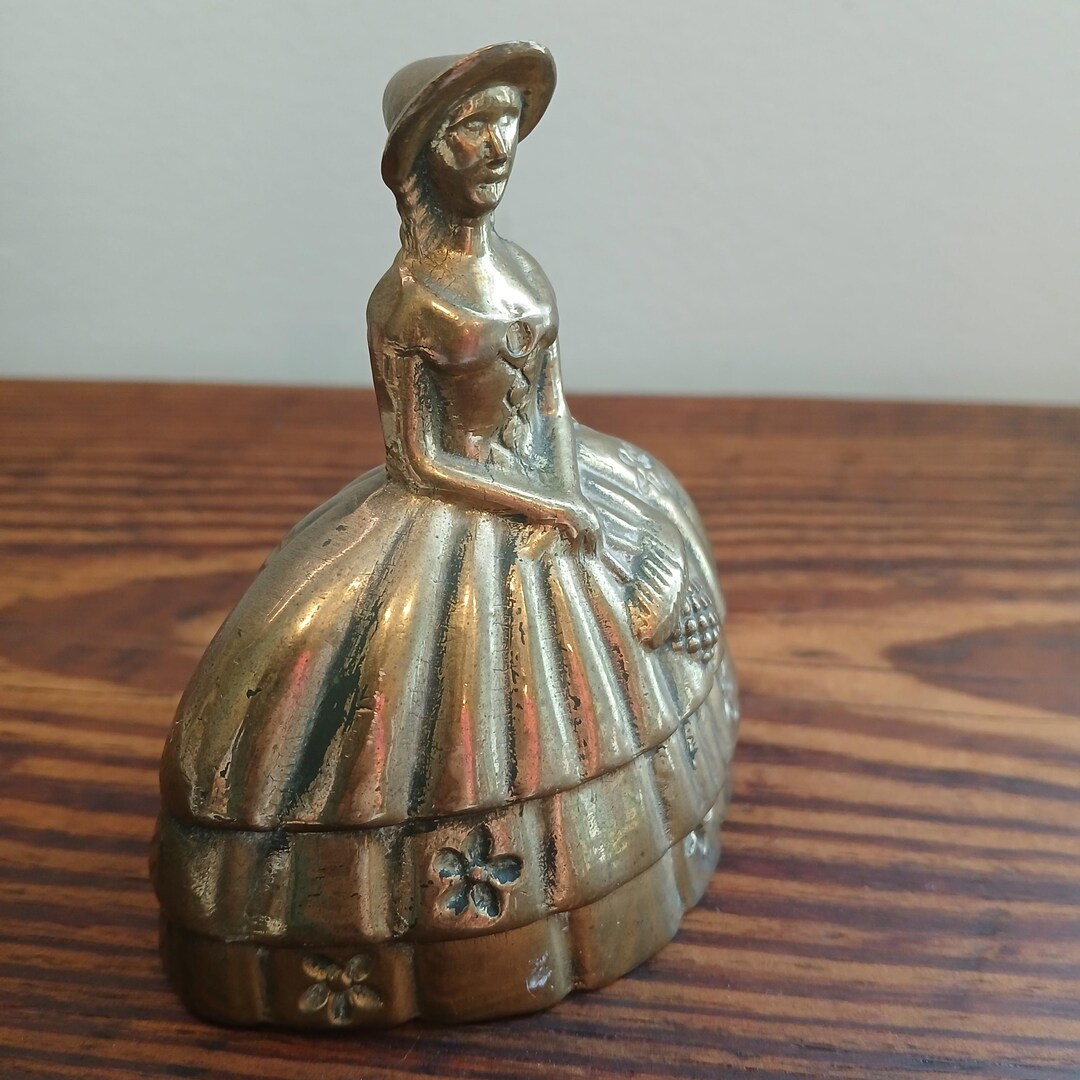 Vintage Brass Bell Lady in Dress - Etsy