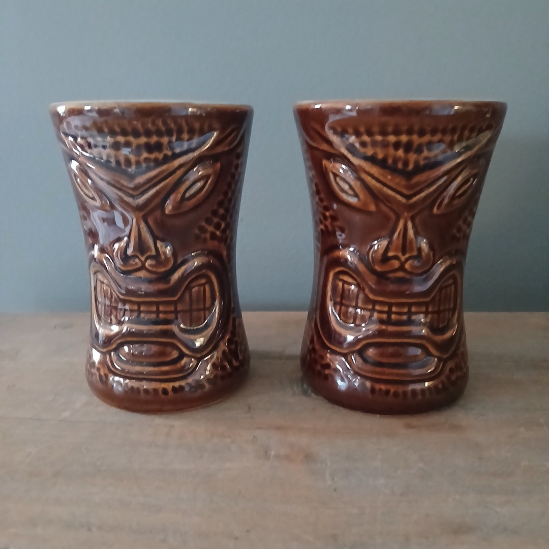 Tiki Matching Pottery Glasses by Daga - Etsy