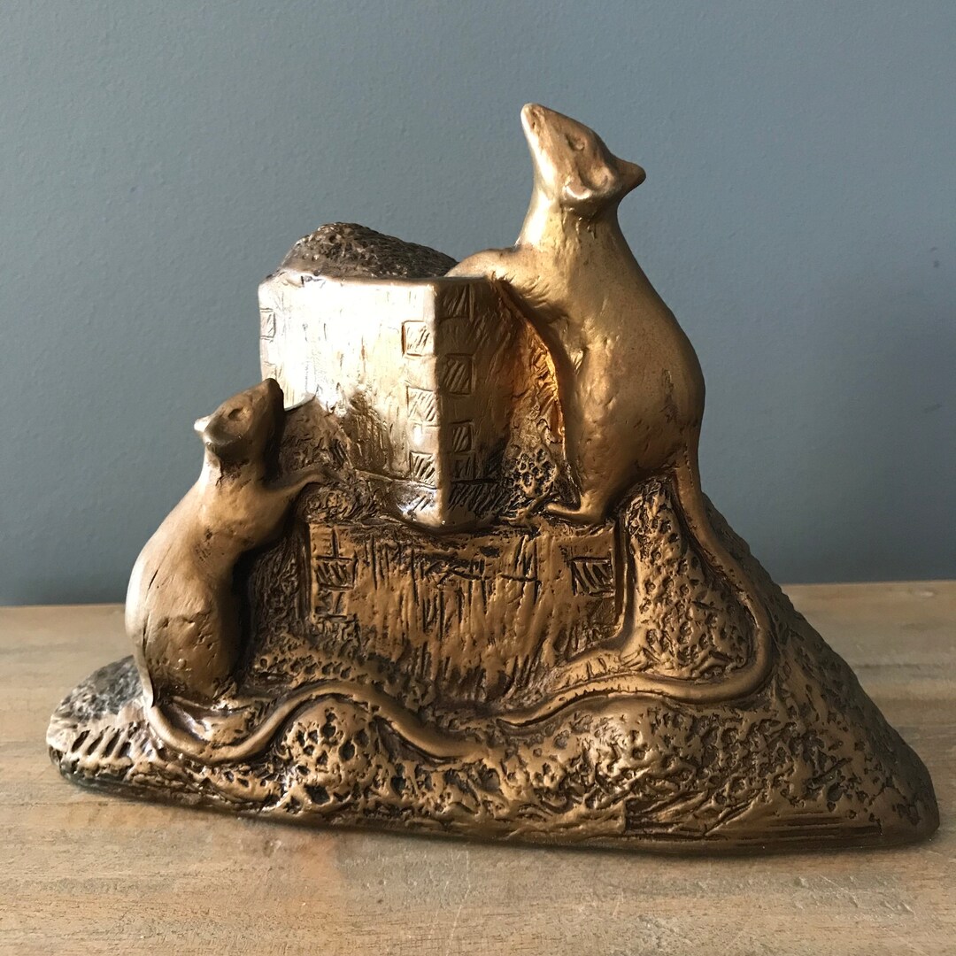 All Gold Ceramic Mice/rats on Treasure Boxes Figurine - Etsy