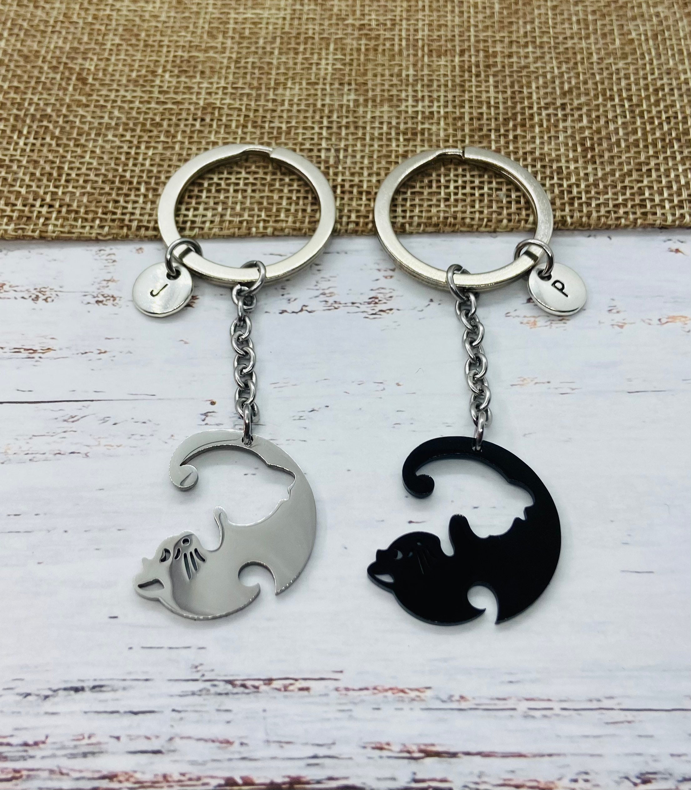 Personalized Couple Keychain Cute Cat Cat Pendant Keychain | Etsy
