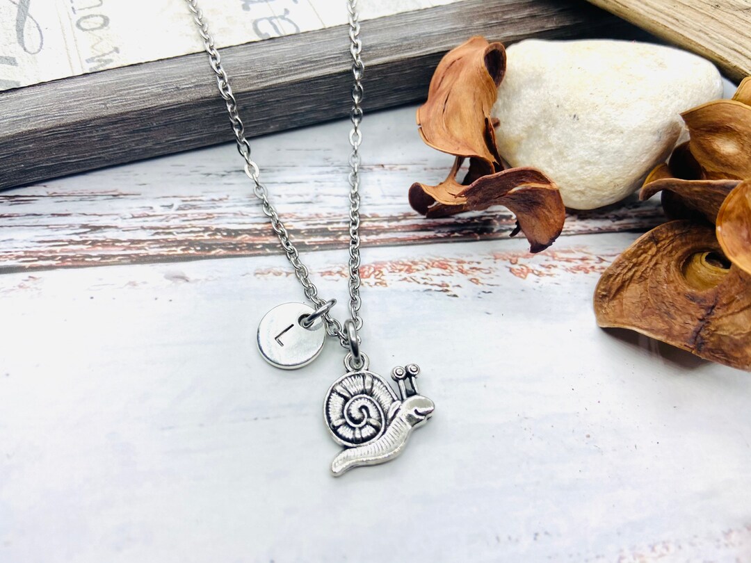 Snail Necklace Monogram Personalized Initial and Snail Pendant - Etsy