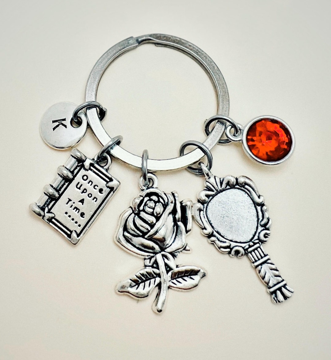 Beauty and the Beast Keyring, Belle Keyring, Little Charm Book, Initial ...