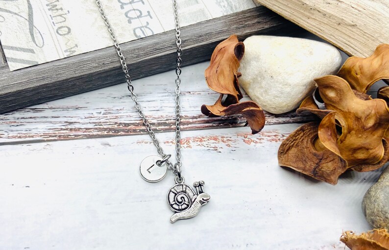 Snail Necklace Monogram Personalized Initial and Snail - Etsy
