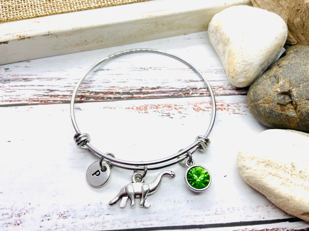 Dinosaur Bracelet, Dinosaur Gift, Dinosaur Charm, Dino Bracelet, Wavy ...