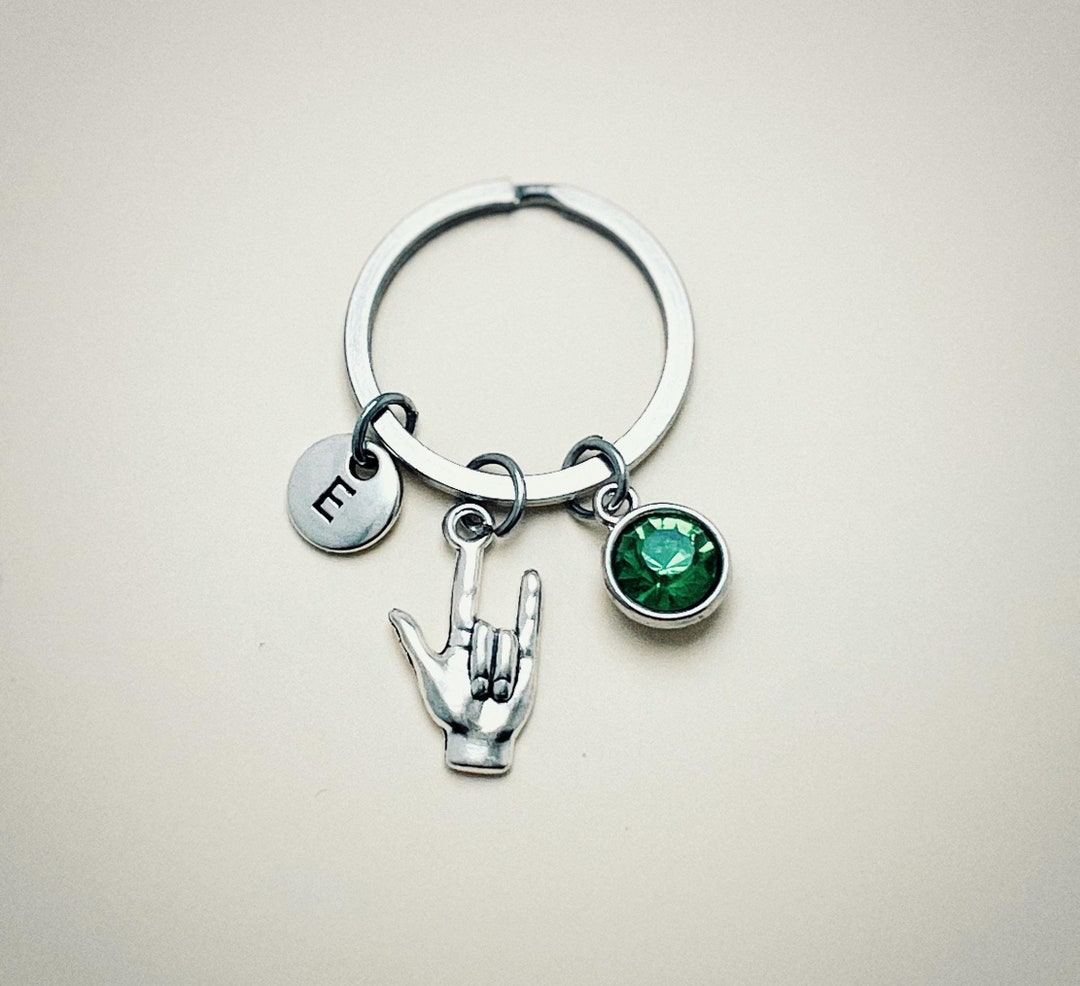 Sign Language Keychain, Sign Language Keyring, I Love You Sign Gift ...