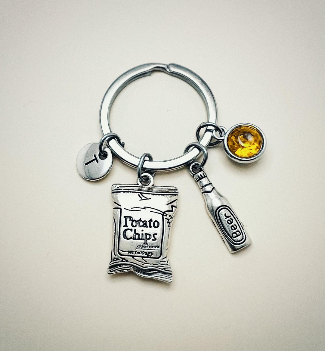 French Fries Keychain, Bag of Chips Gift, Beer Keychain , Dad Keychain ...