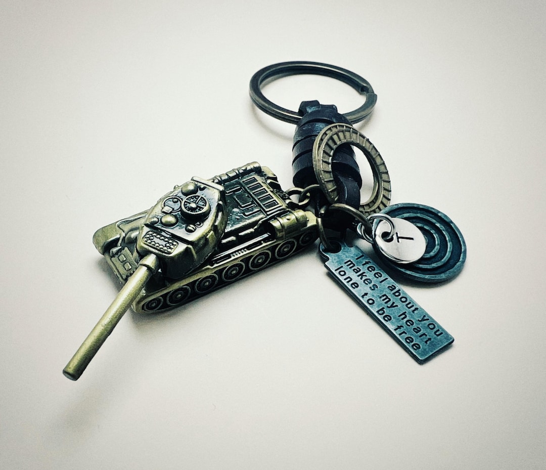 Army Tanks Leather Keychain, Military Army, Tank, Custom Keychain ...