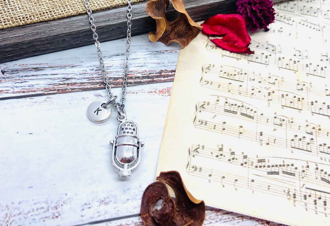 Microphone Necklace Microphone Gift Music Lover Gift Music | Etsy