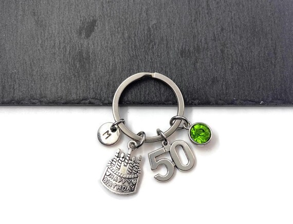 50th Birthday keychain 50th Birthday jewelry 50th Birthday | Etsy