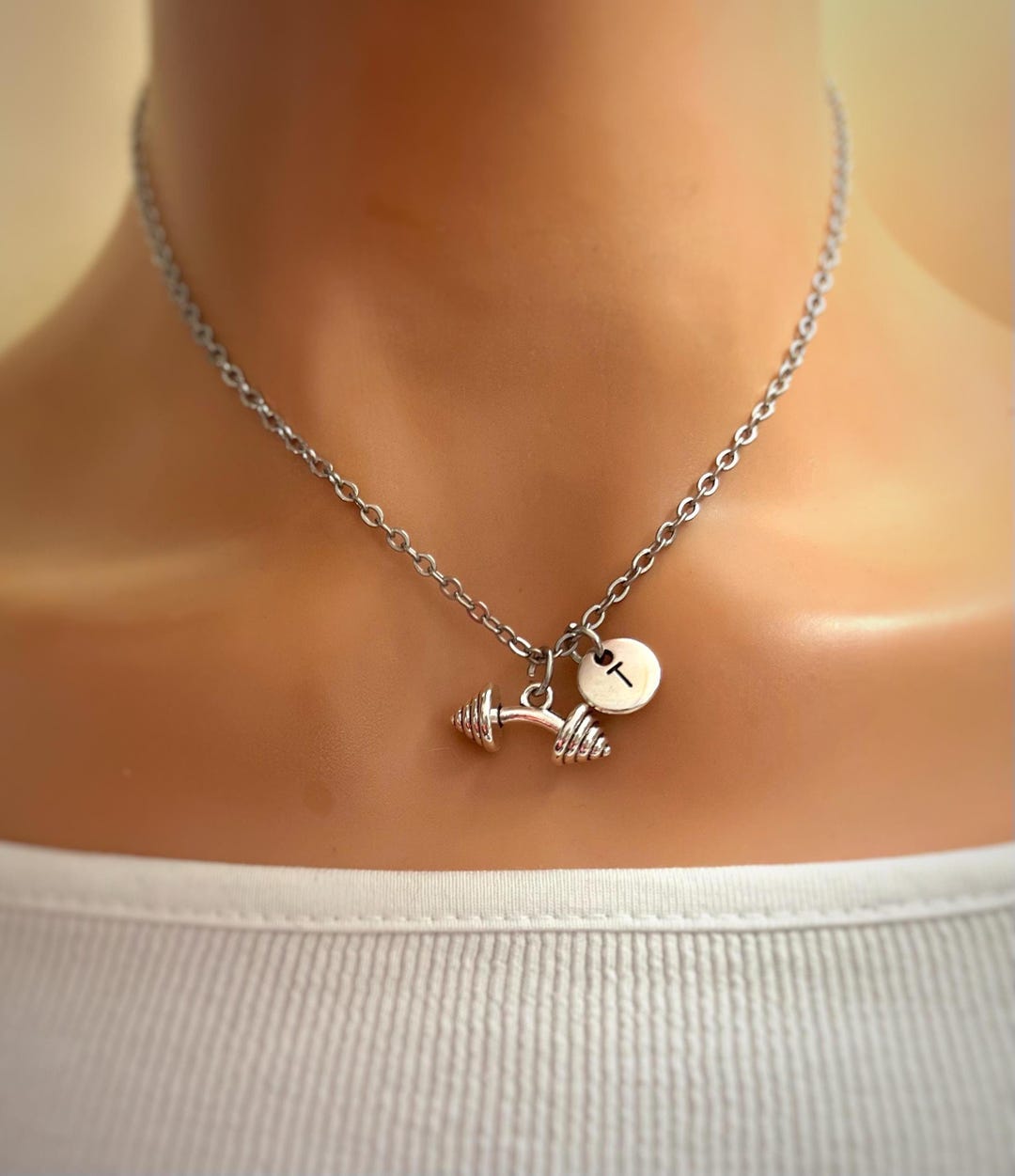Dumbbell Necklace, Dumbbell Gifts, Gym Necklace, Dumbbell Jewelry, Gym ...