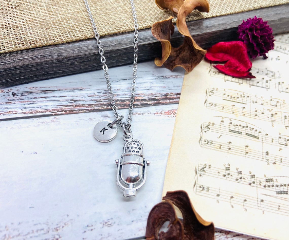Microphone Necklace Microphone Gift Music Lover Gift Music | Etsy