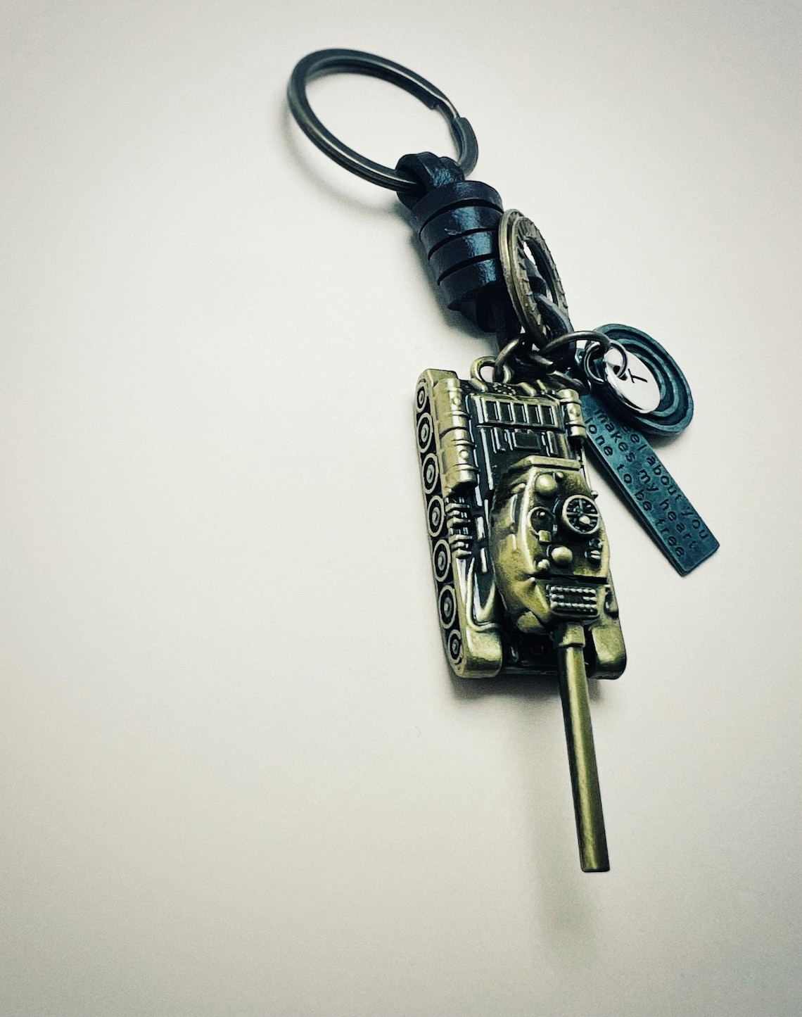 Army Tanks Leather Keychain, Military Army, Tank, Custom Keychain ...