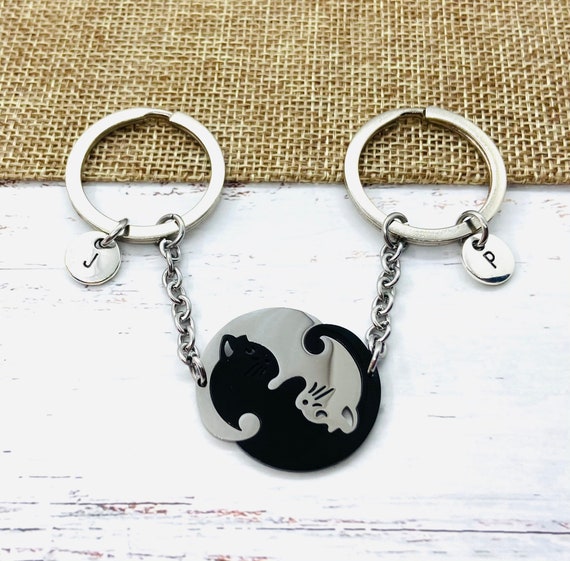 Personalized Couple Keychain Cute Cat Cat Pendant Keychain | Etsy