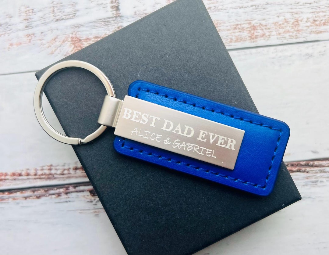 Personalized Dad Keychain, Father's Day, Leather Keychain, Personalized ...
