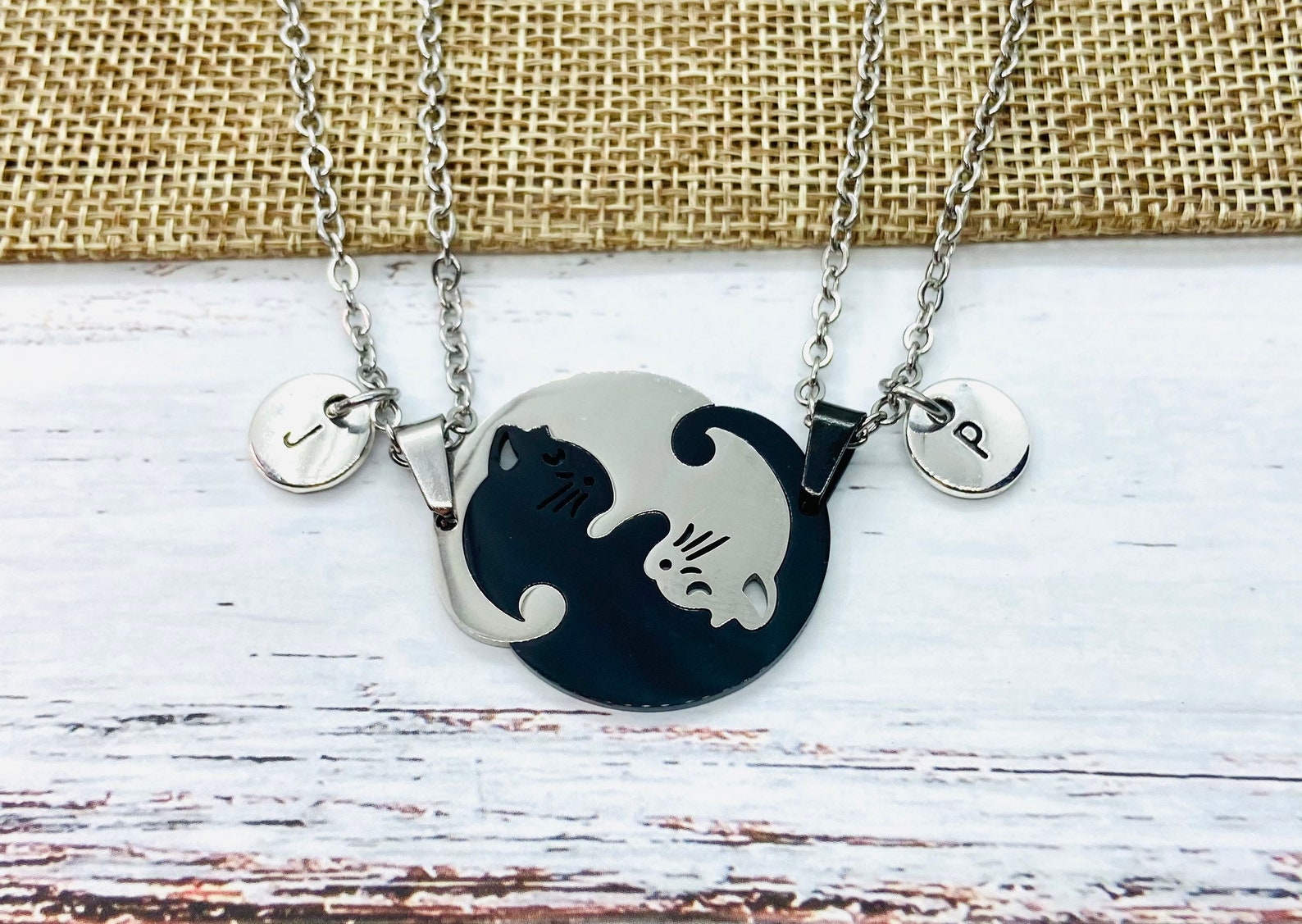 Personalized Couple Necklaces,stainless Steel Pet Matching Cute Cat ...