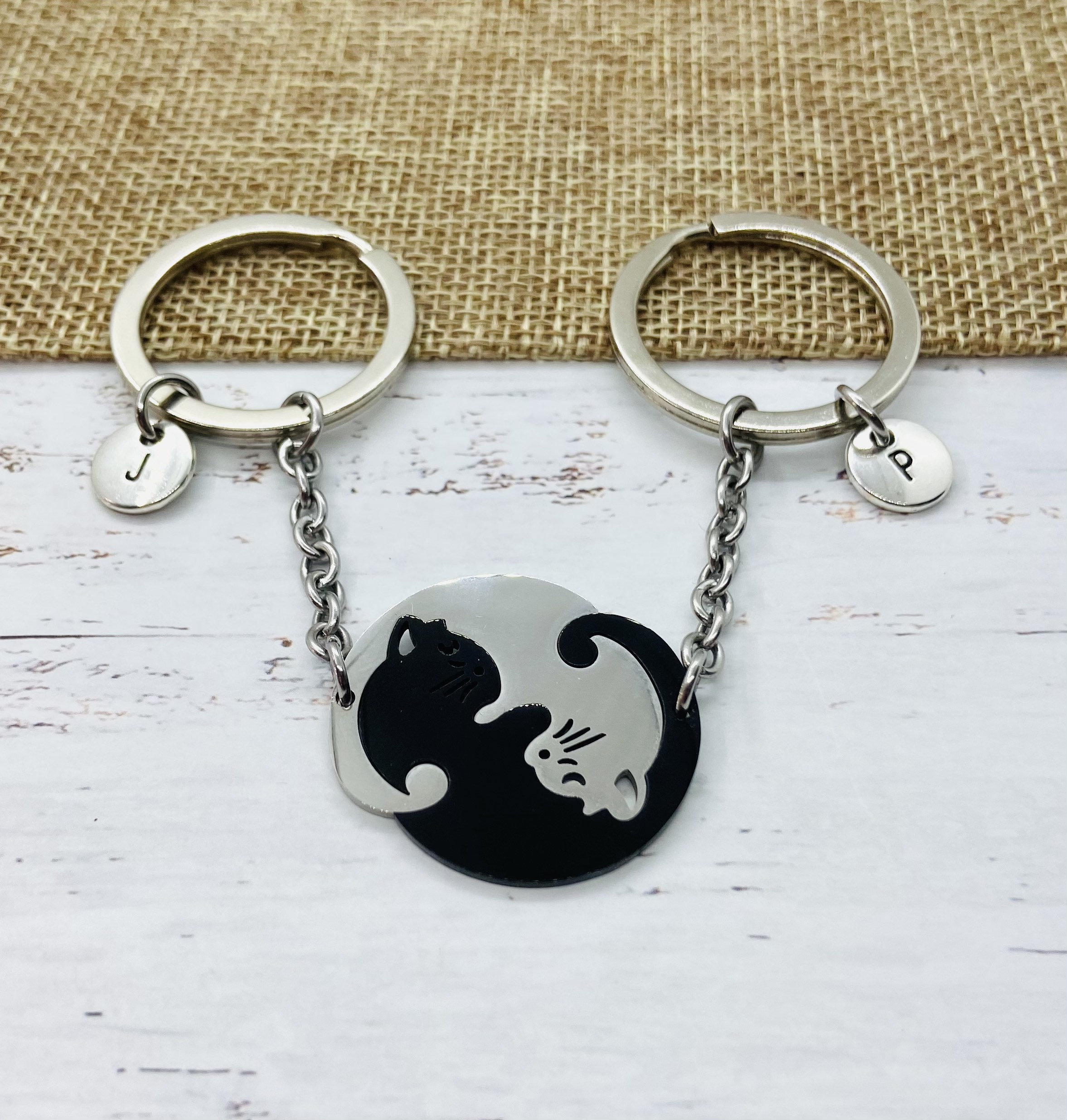 Personalized Couple Keychain Cute Cat Cat Pendant Keychain - Etsy