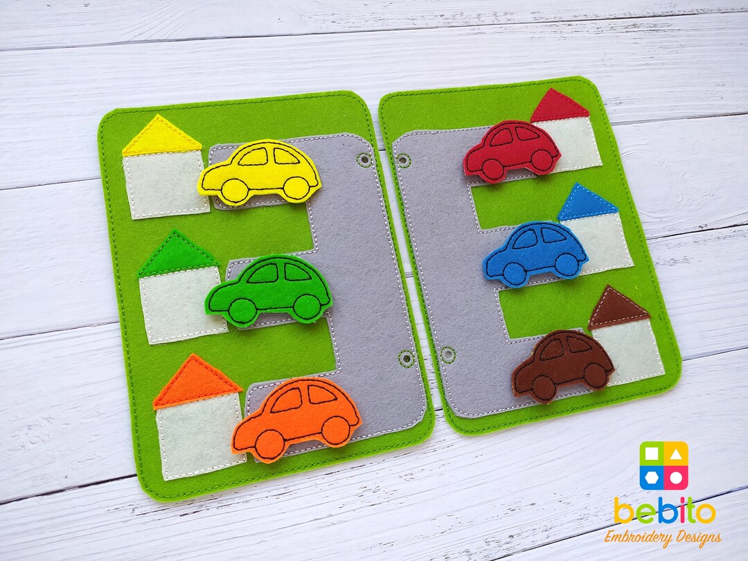 ITH Car Color Match 5x7 Quiet Book Pages Playset Machine Embroidery ...