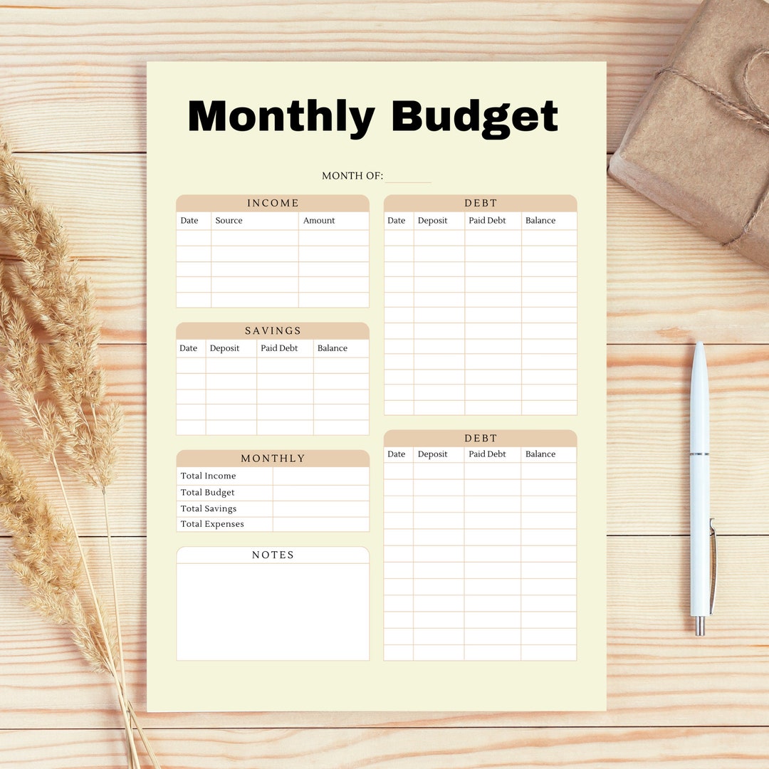 Monthly Budget Planner- Printable Planner, Digital Download, Budget ...