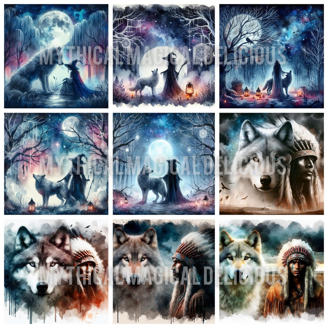 Clipart - Wizards, Witches, Wolves and Pegasus - Etsy
