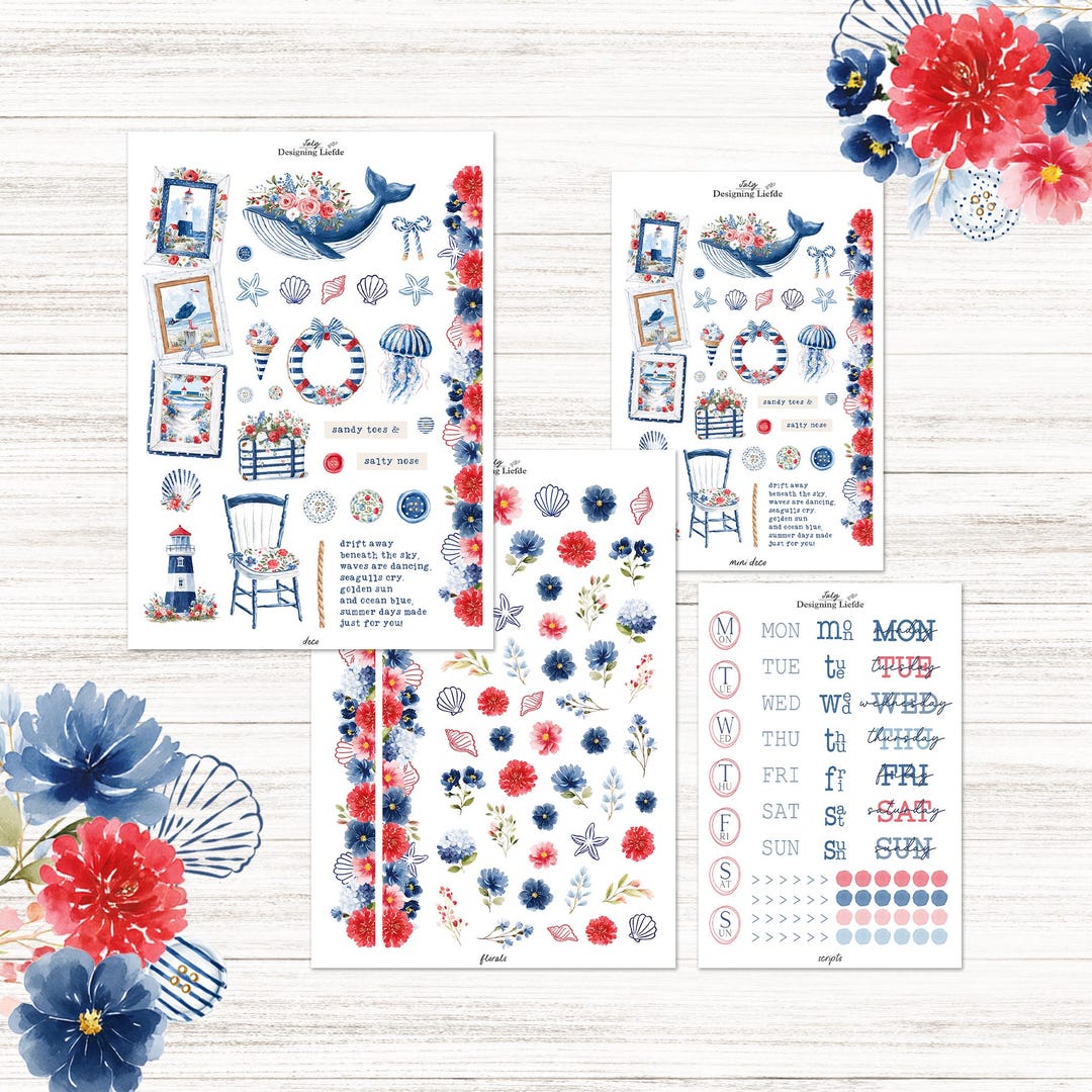 Matching Deco & Floral Stickers - Seaside Heaven - Etsy