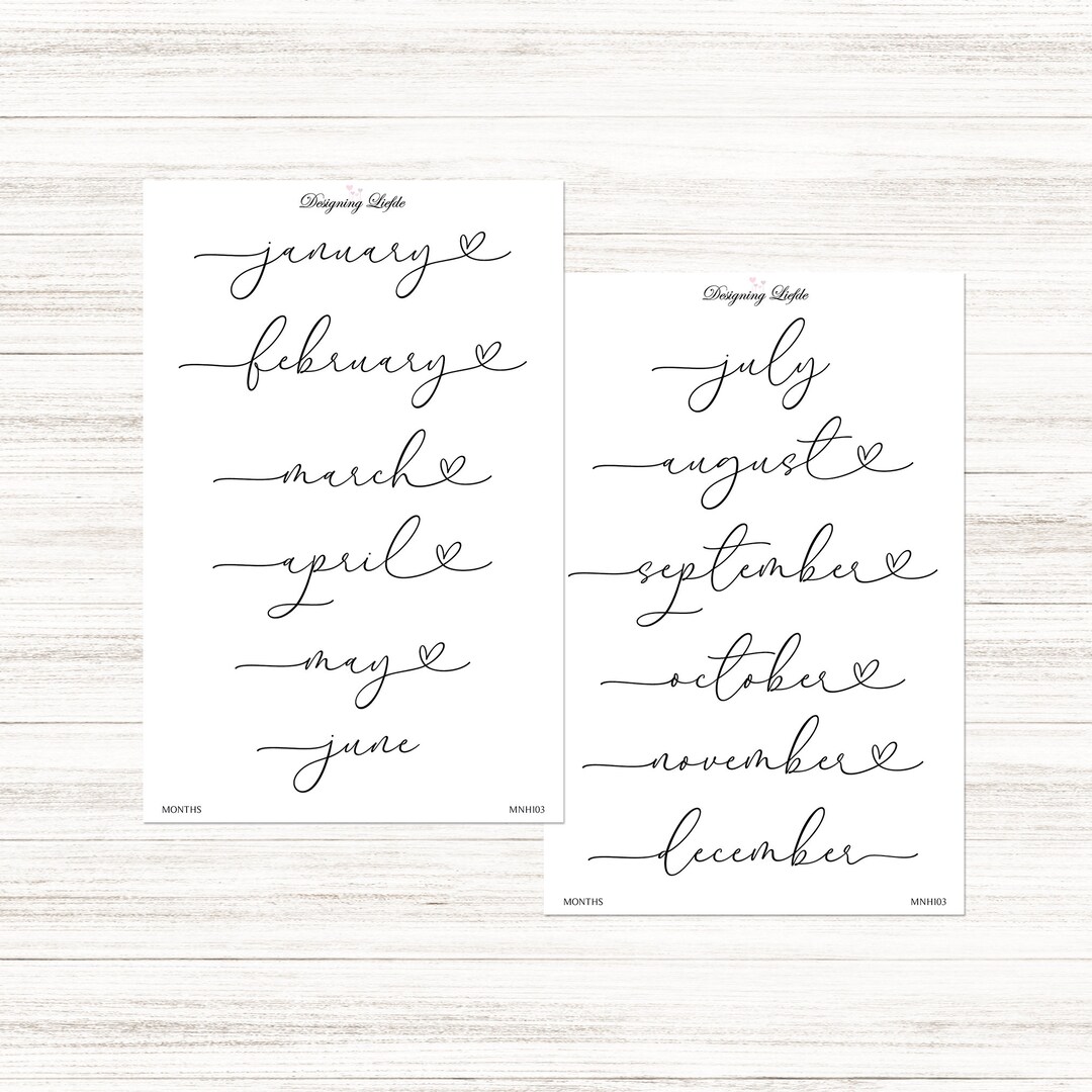 January to December - Months of the Year Stickers - Etsy