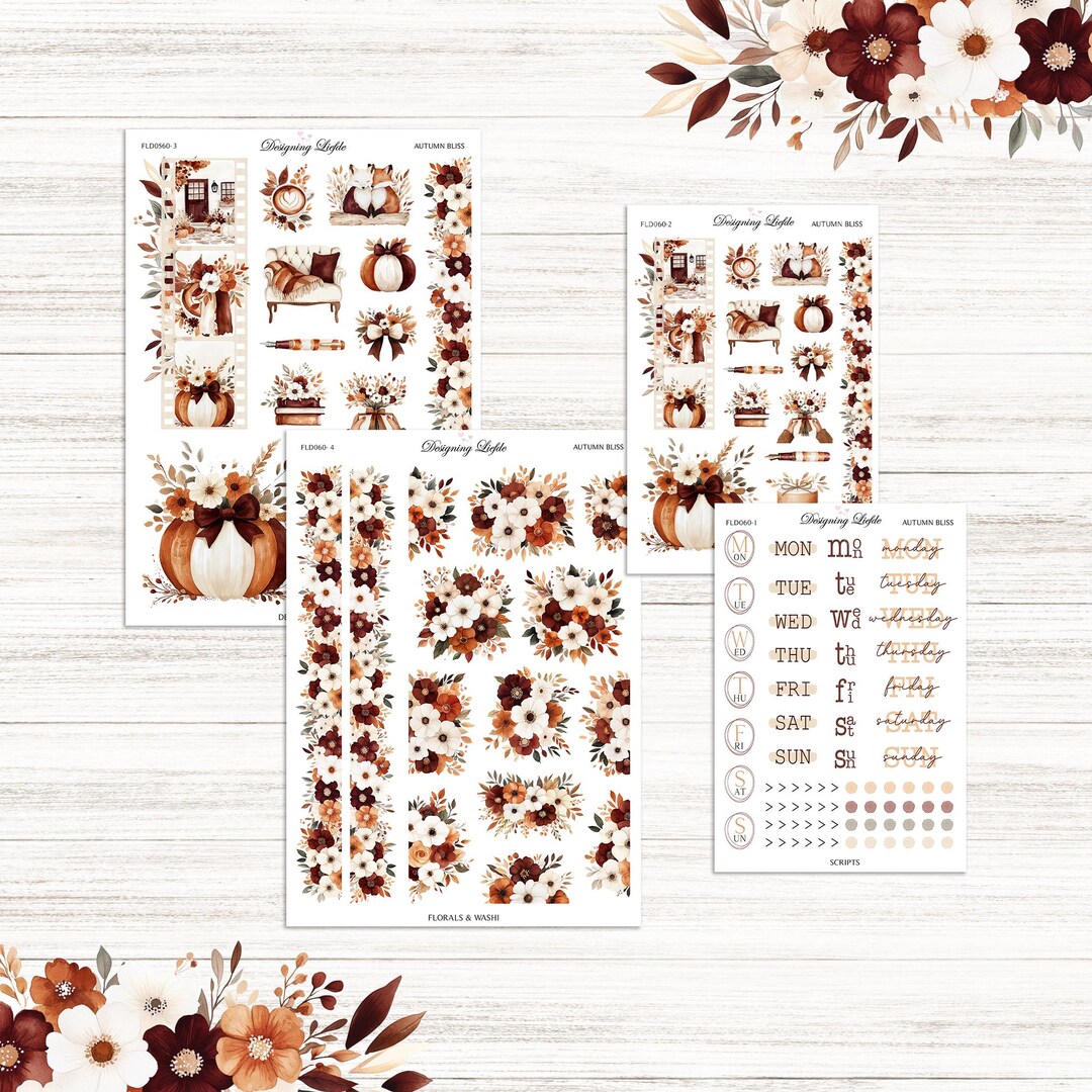Matching Deco & Floral Stickers Autumn Bliss FLD060 - Etsy