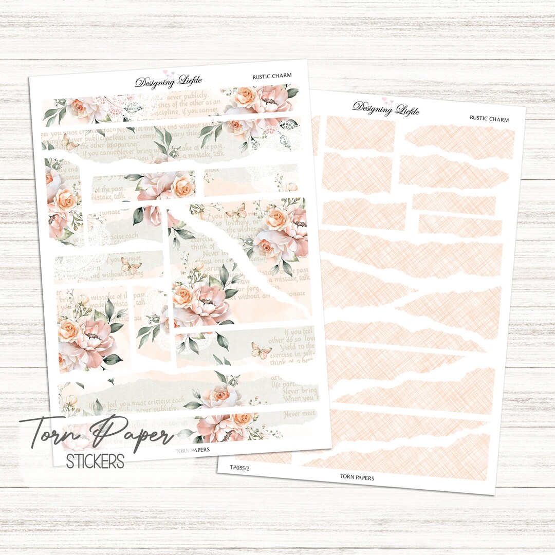 Torn Paper Stickers RUSTIC CHARM TP055 - Etsy