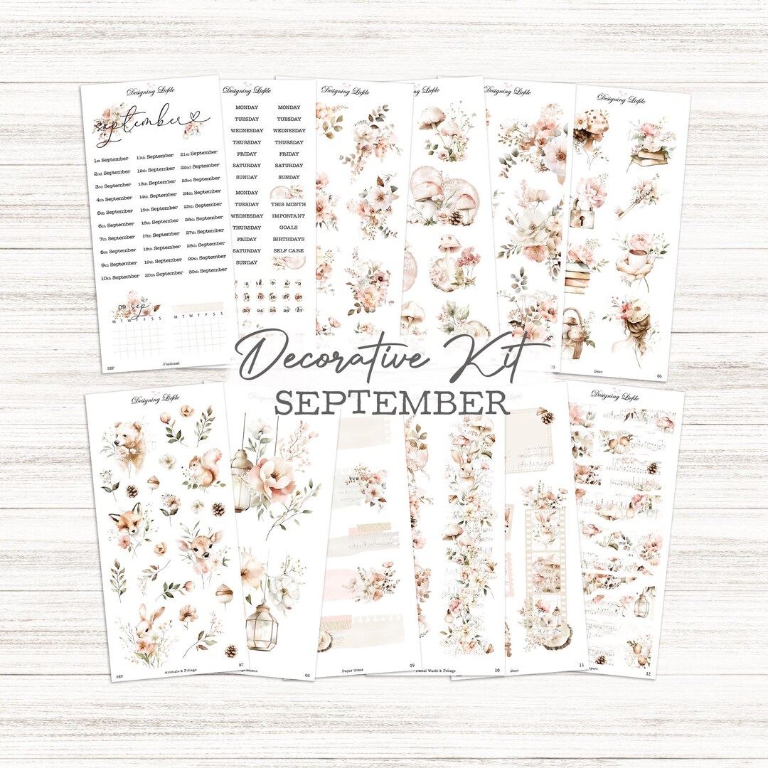 September Monthly Decorative Kit Bundle / 12 Sheets / a La Carte - Etsy