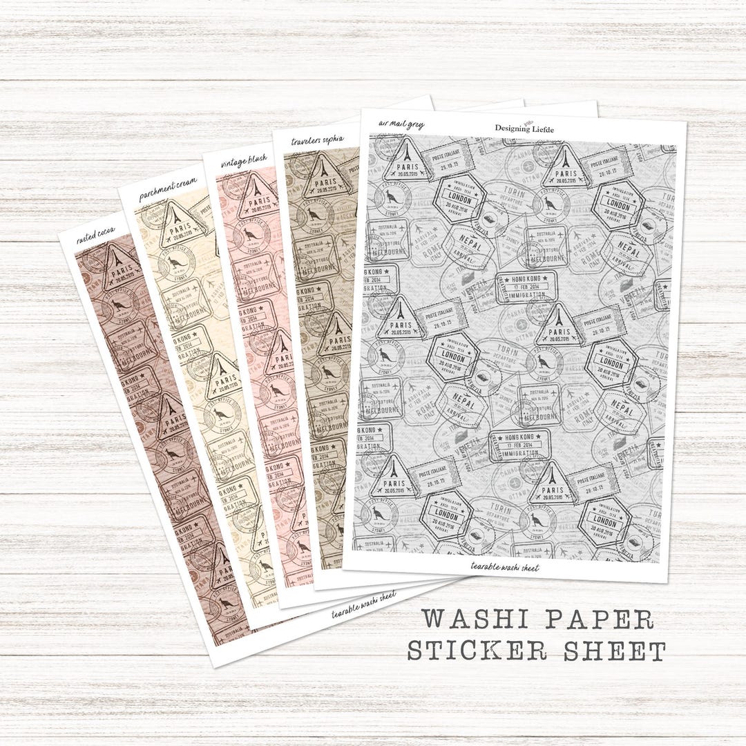 Tearable Washi Sticker Paper Sheet - Tear & Use Washi - Stamped in Time ...