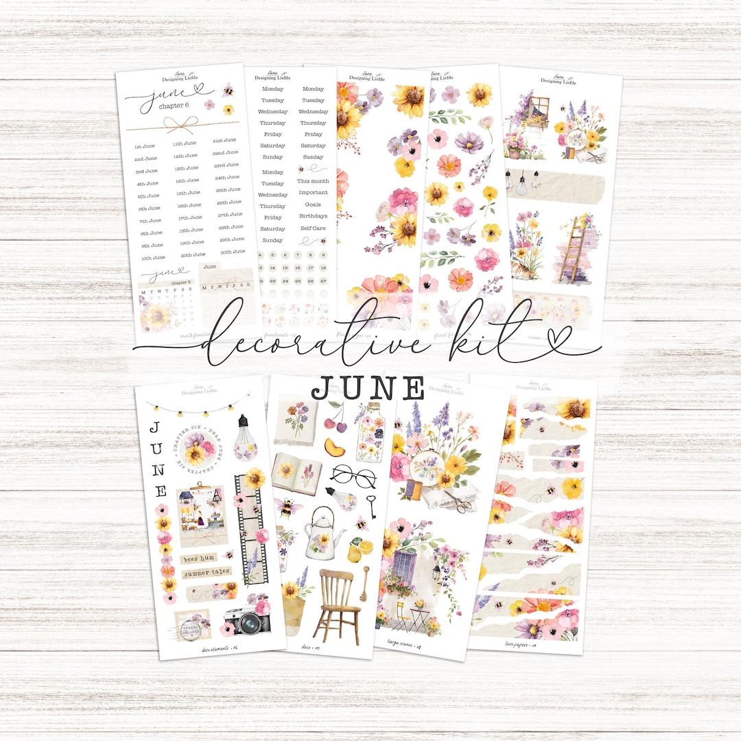 June Monthly Decorative Kit Bundle / 9 Sheets / a La Carte - Etsy