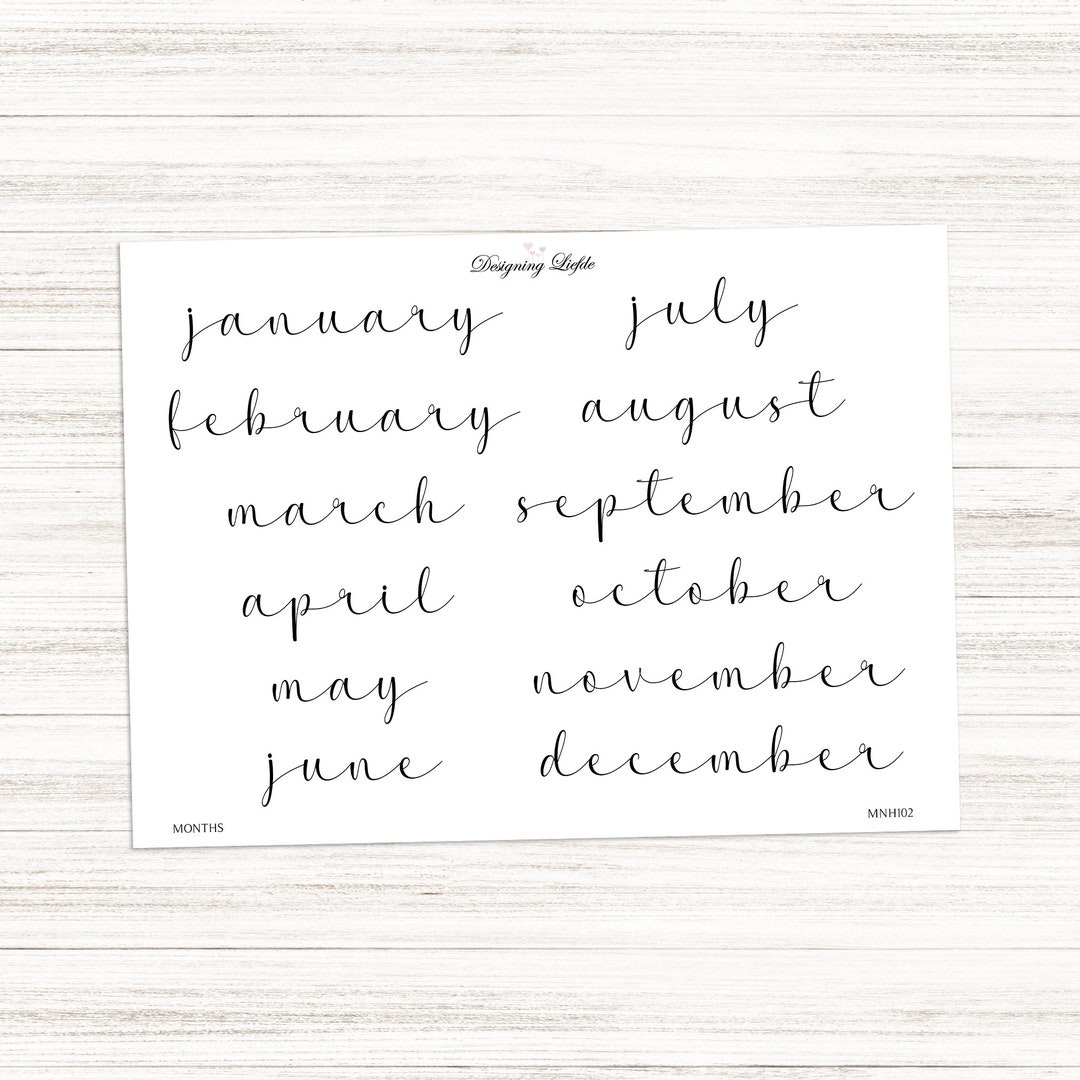 January to December - Months of the Year Stickers - Etsy