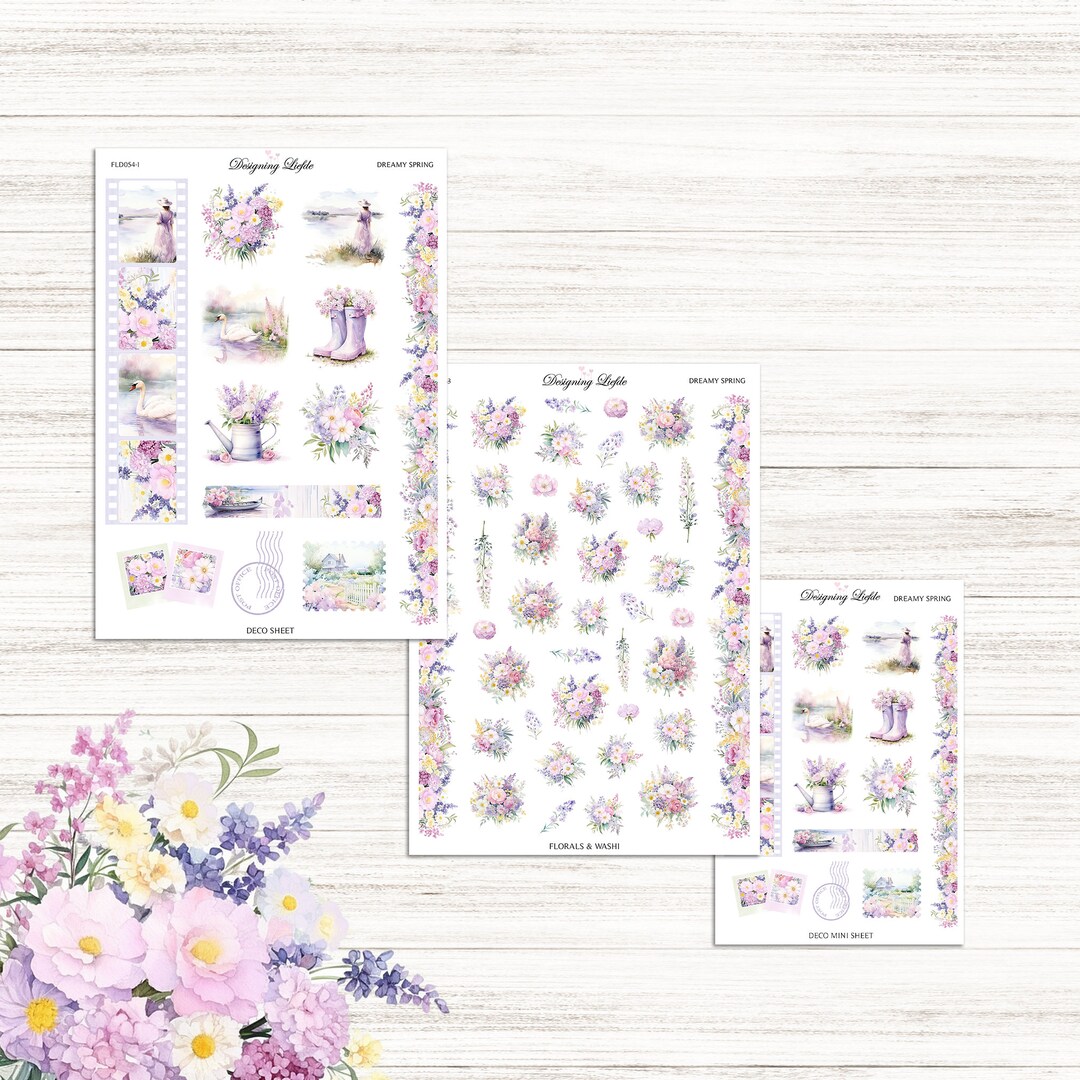 Matching Deco & Floral Stickers | DREAMY SPRING | FLD054 - Etsy