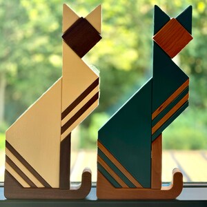 Geocat - Large- Geometric Wood Cat - Wall Art - Choice of Colors - Etsy