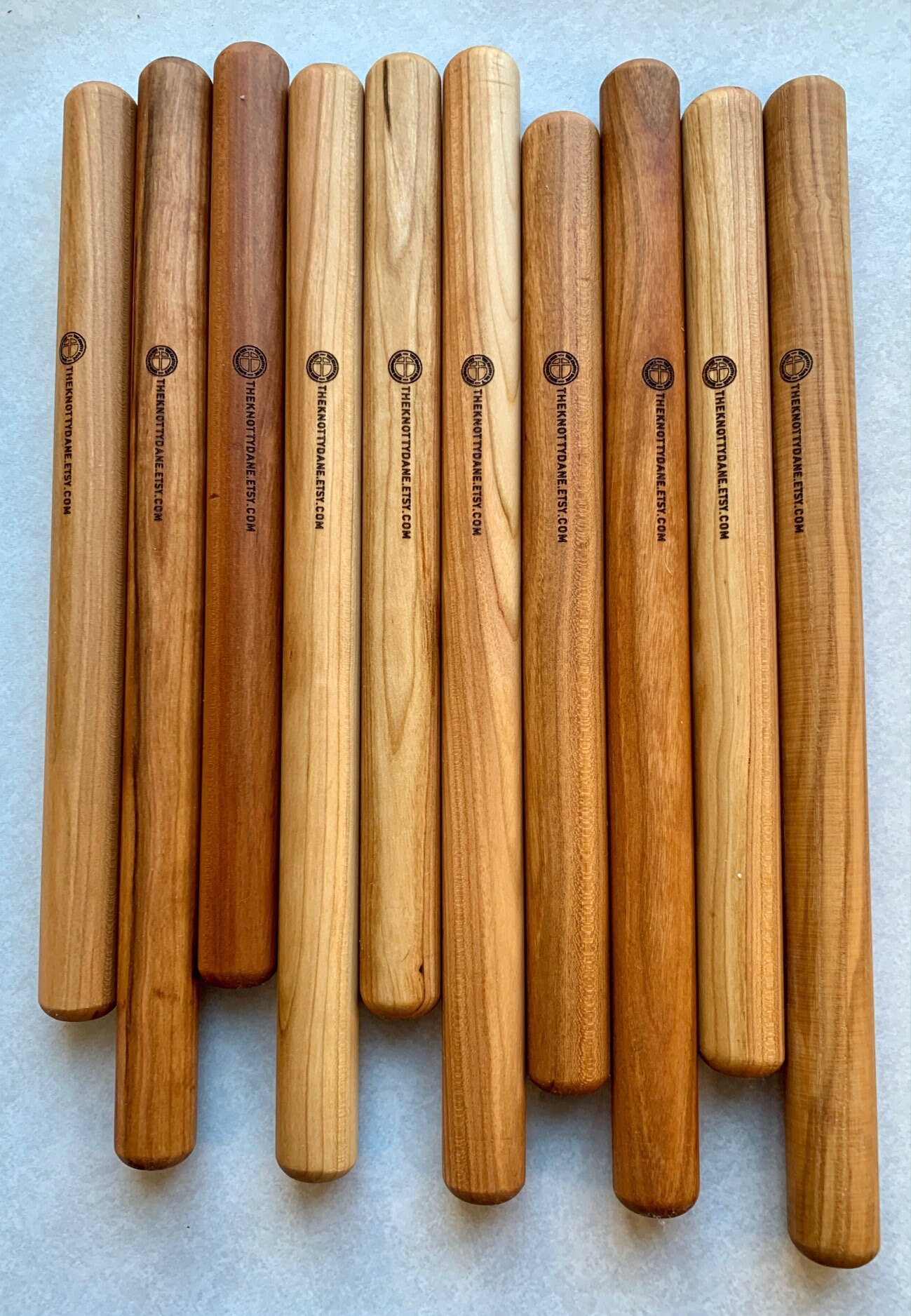 Italian Style Rolling Pin - Walnut, Cherry, or Ash Wood - 12 or 14 ...