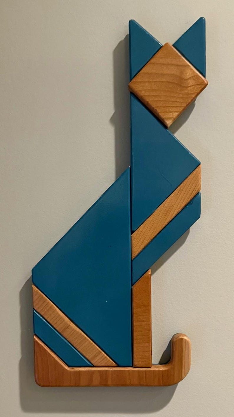Geocat - Medium - Geometric Wood Cat - Wall Art - Choice of Colors - Etsy