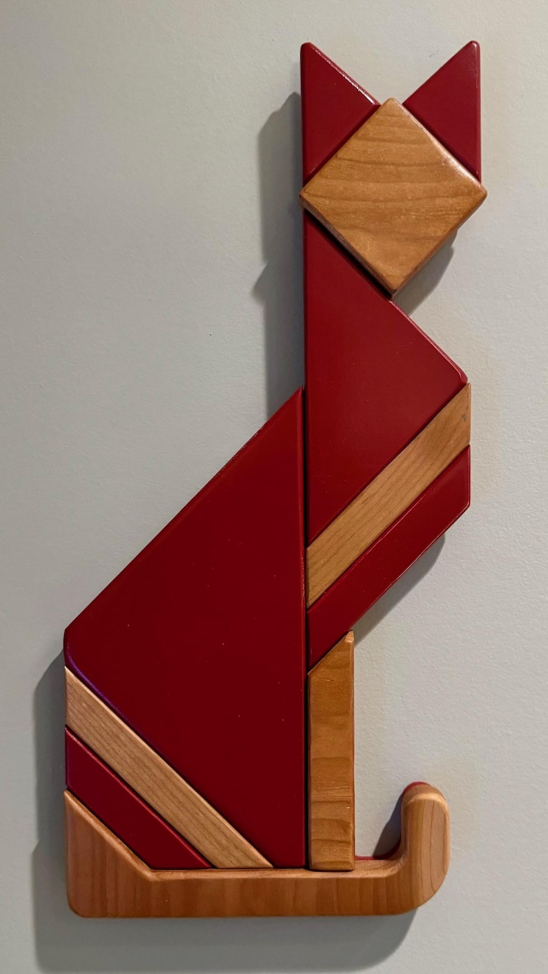 Geocat - Medium - Geometric Wood Cat - Wall Art - Choice of Colors - Etsy